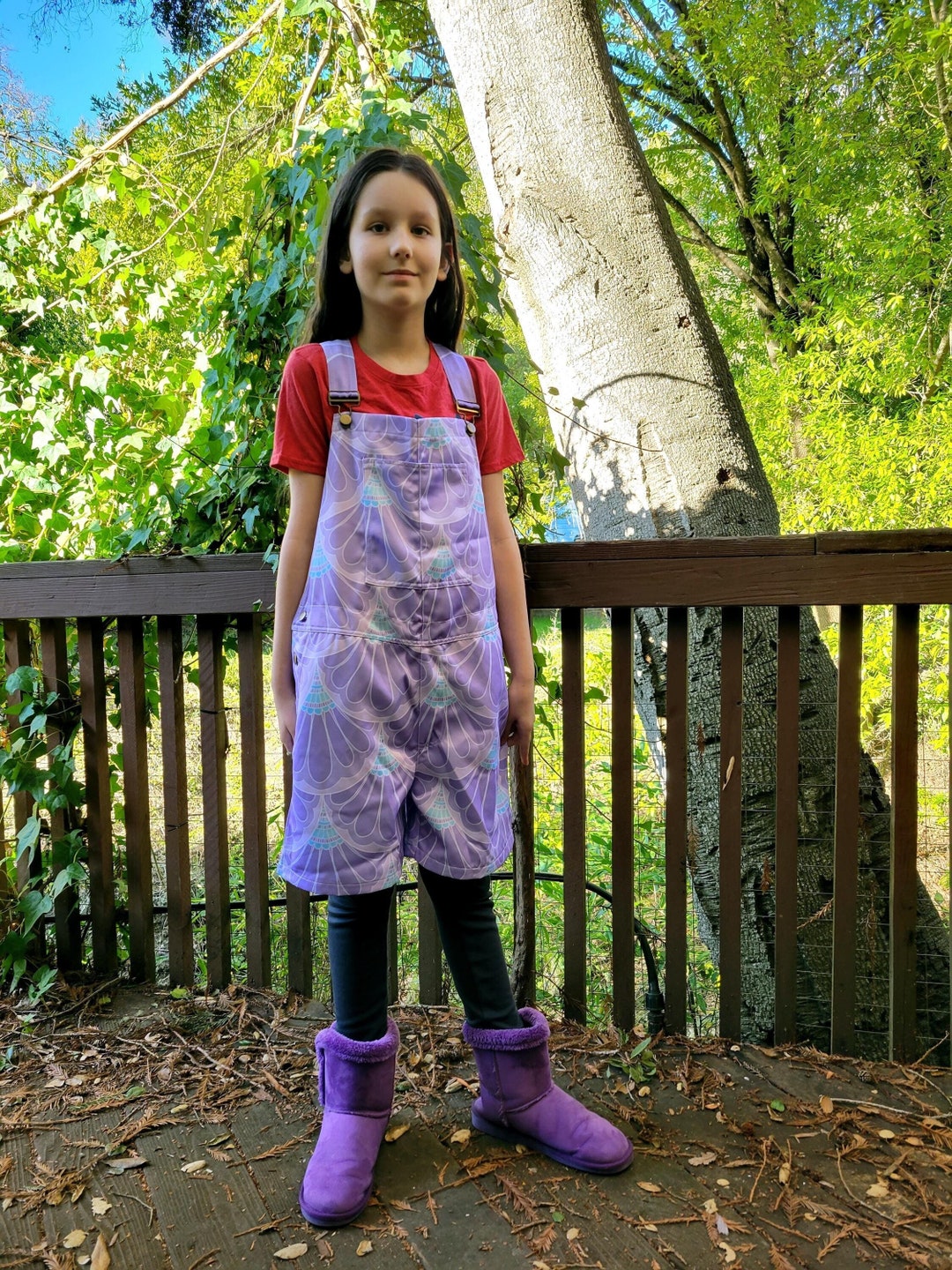 Hand Drawn Art Overalls, Mermaid Paisley, Purple, Turquoise, Blue ...