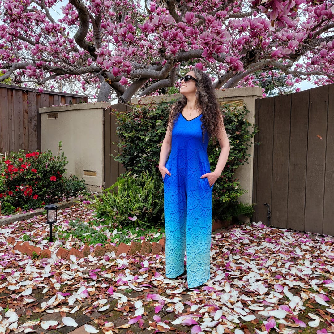 Indigo Ombre Mermaid Scale Jumpsuit, Festival Romper - Etsy