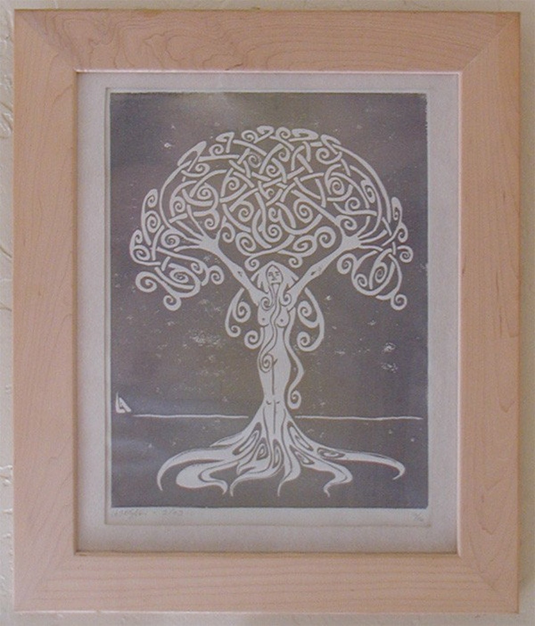 Sunrise Dryad Print, Silver and Gold Metallic Ink, Framed Limited ...