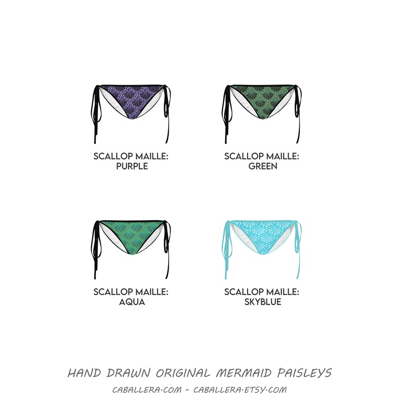 Scallop Maille,original Mermaid Scales,bikini Bottom,purple,string ...