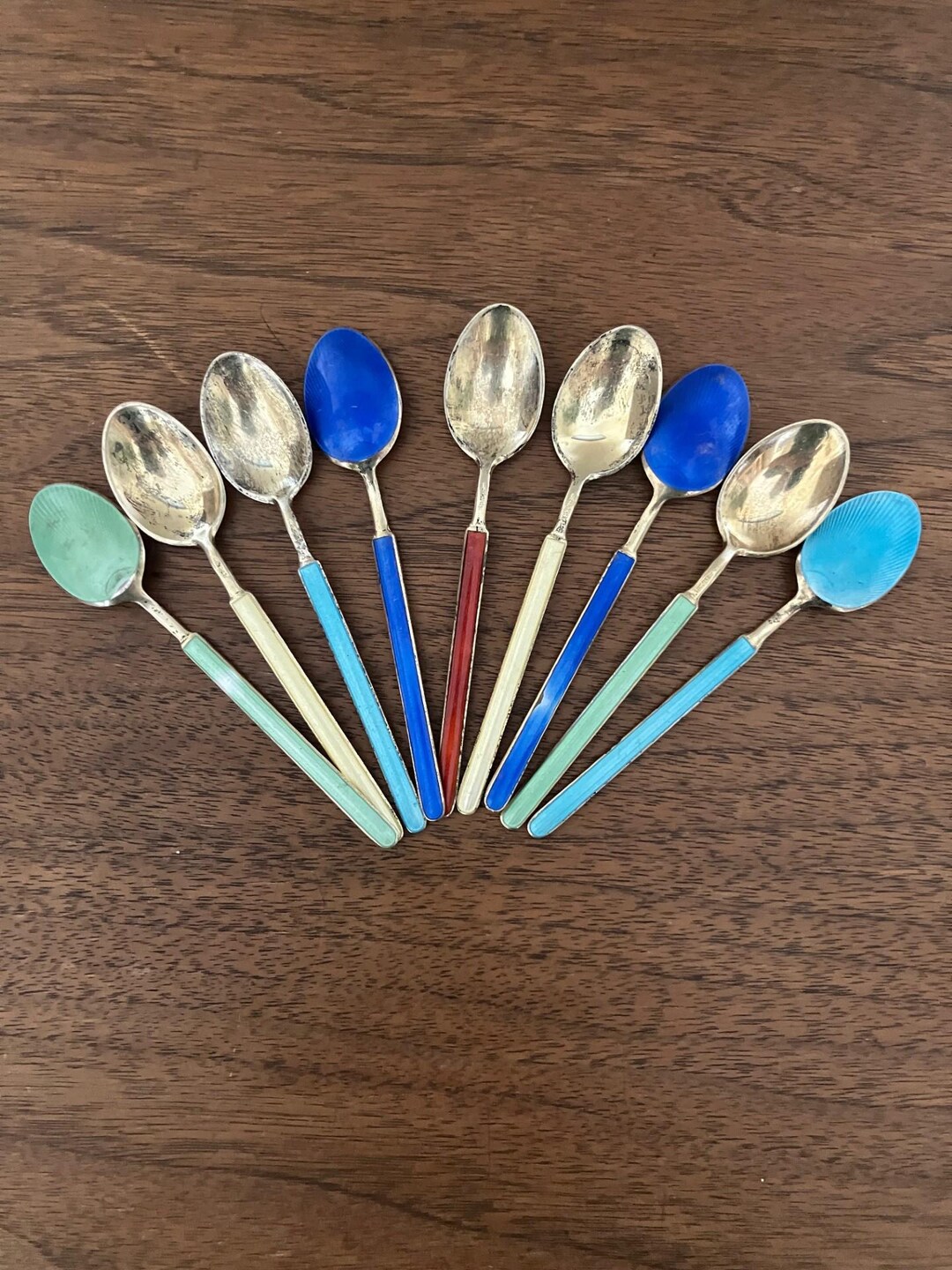 Norwegian Sterling Silver Guilloche Enameled Demitasse Spoon Set - Etsy