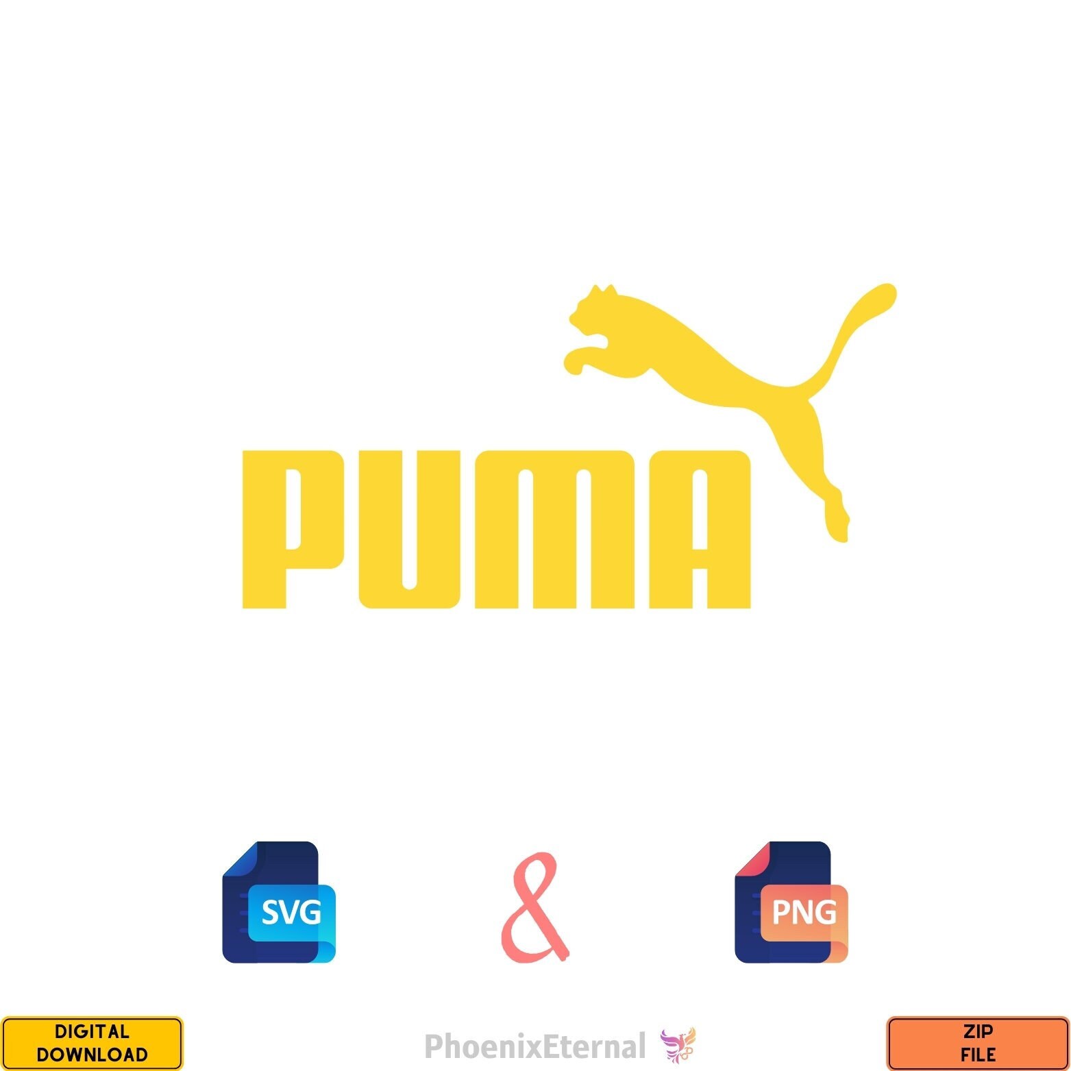Yellow Puma Svg&png Digital Files Vector Print Stickers Sport T-shirt ...