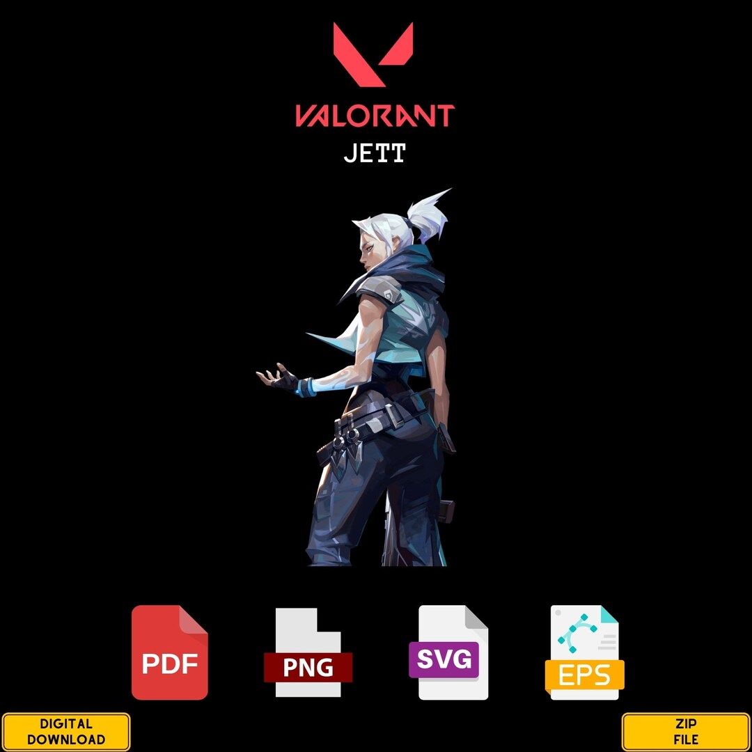 Valorant JETT L Agent,hero,stickers,gaming Poster,decor,digital Vector ...
