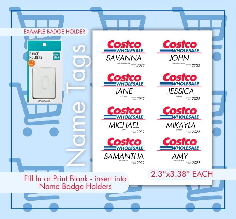 Costco NAME TAGS Template: Digital Download (edit in Canva FREE) - Etsy