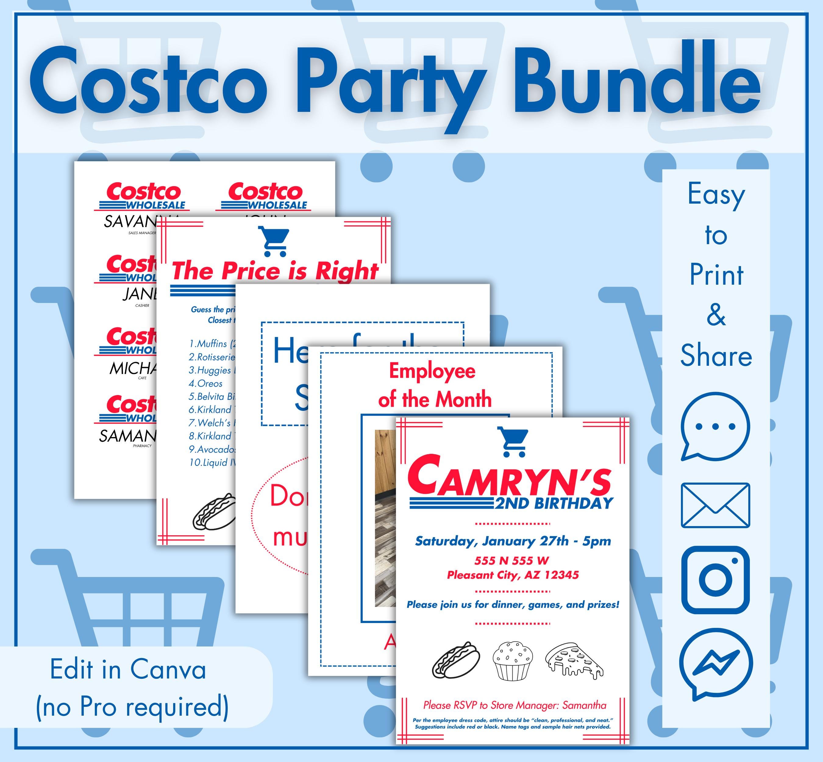 Costco Party Bundle Templates | Editable Costco Birthday Party ...