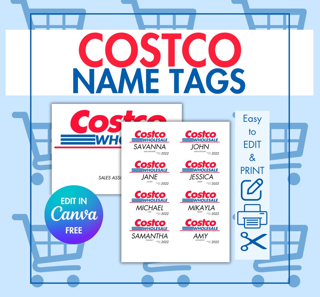 Costco NAME TAGS Template: Digital Download (edit in Canva FREE) - Etsy