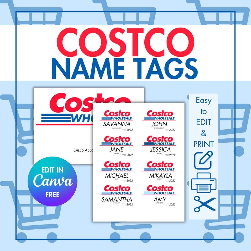 Costco Name Tag Printable - Etsy