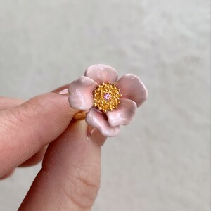 Enamel Pink Rose Adjustable Glazed Ring Personalized Jewelry ...