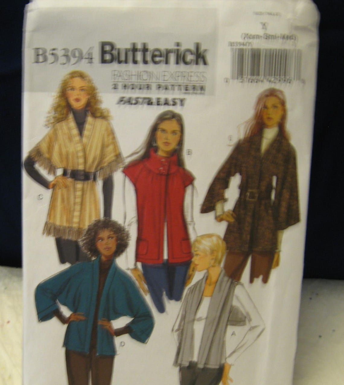 Butterick Fast and Easy Uncut Cartigan, Clothing Pattern B5394 - Etsy
