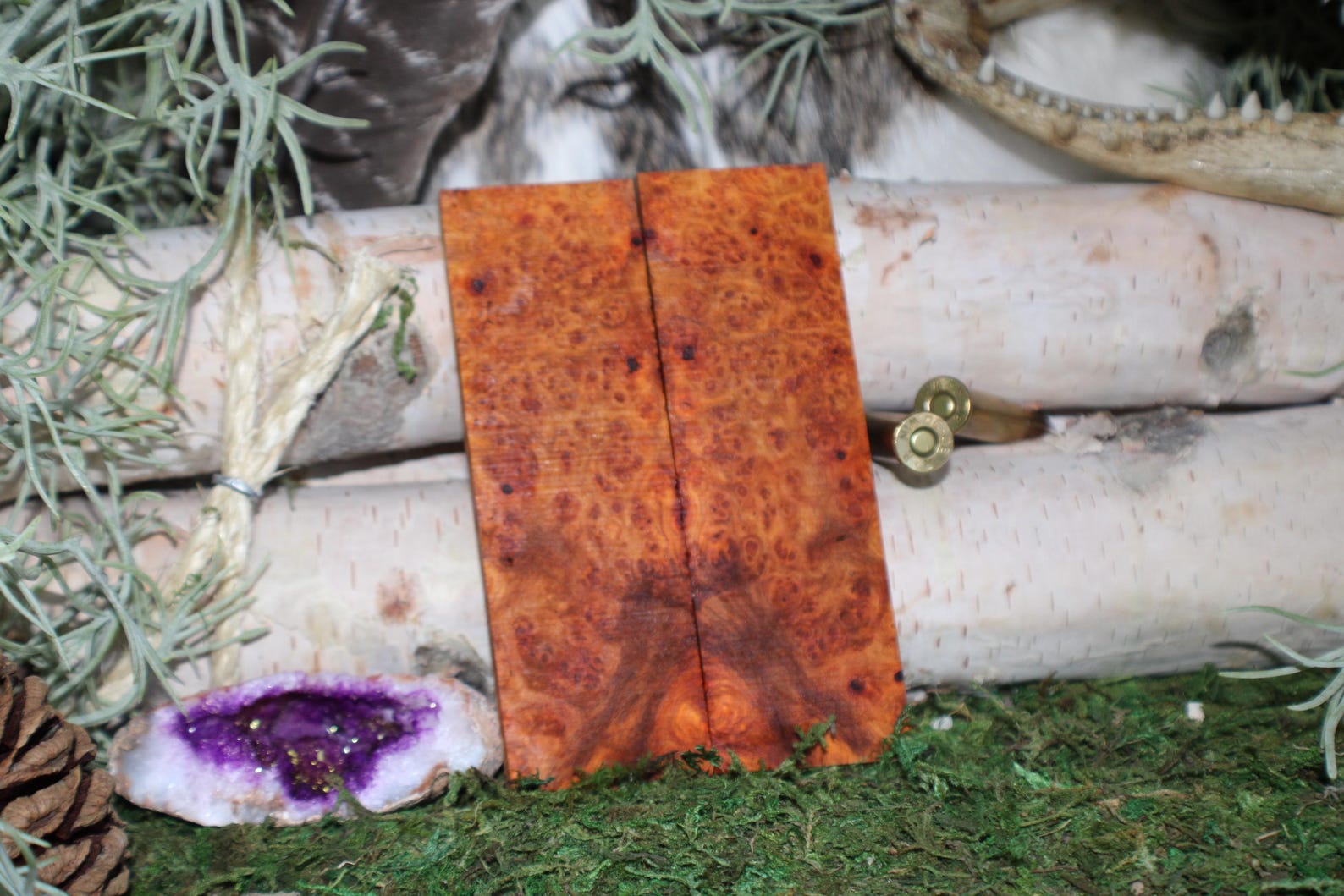Stabilized Amboyna Burl Knife Scales – Bookmatched Narra Wood Handle ...