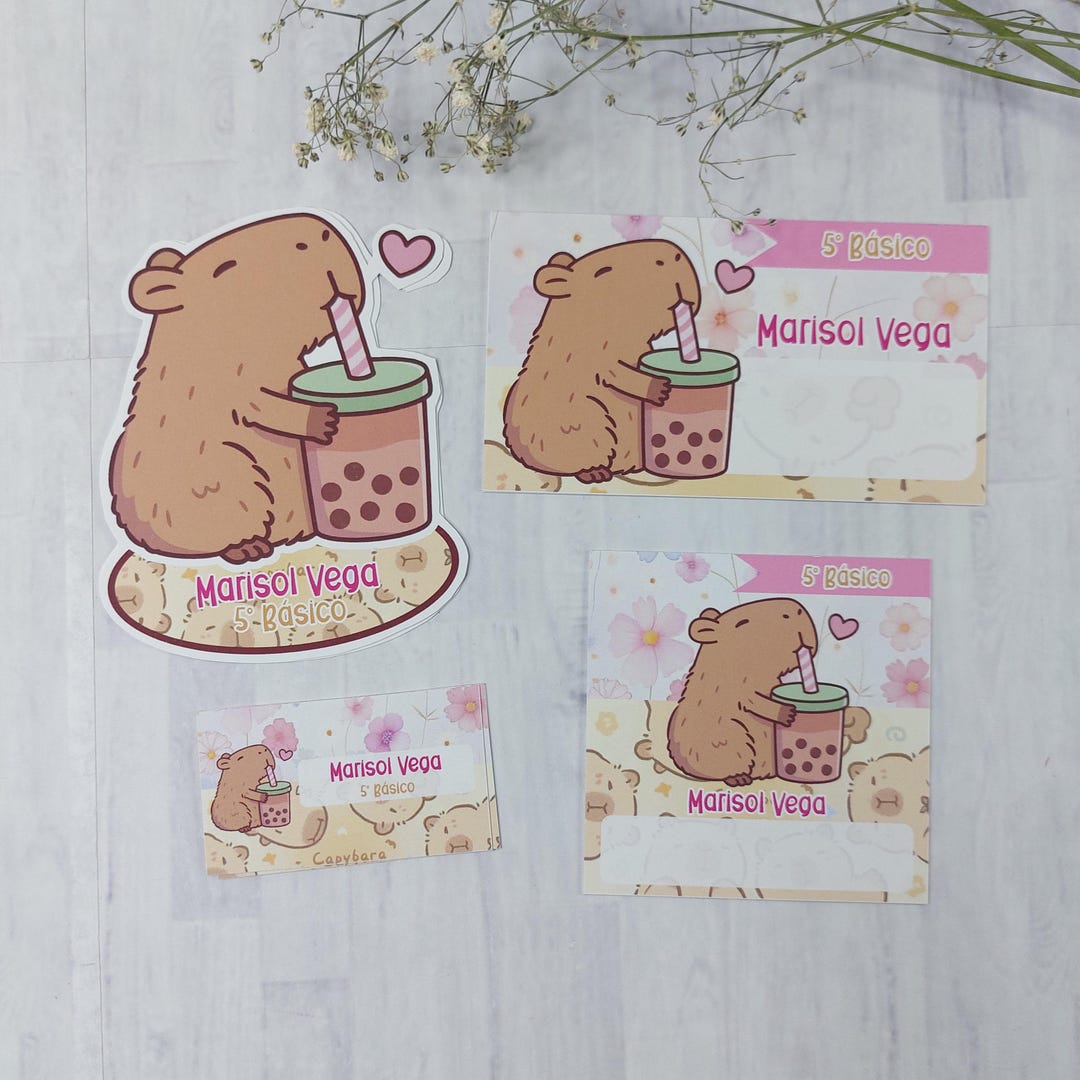 ETIQUETAS ESCOLARES CAPIBARA - Etsy México