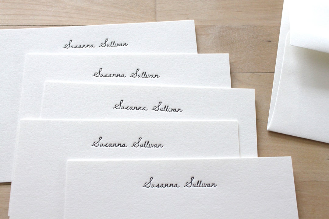 Letterpress Handwriting Style Personalized Embossed Stationery Note ...