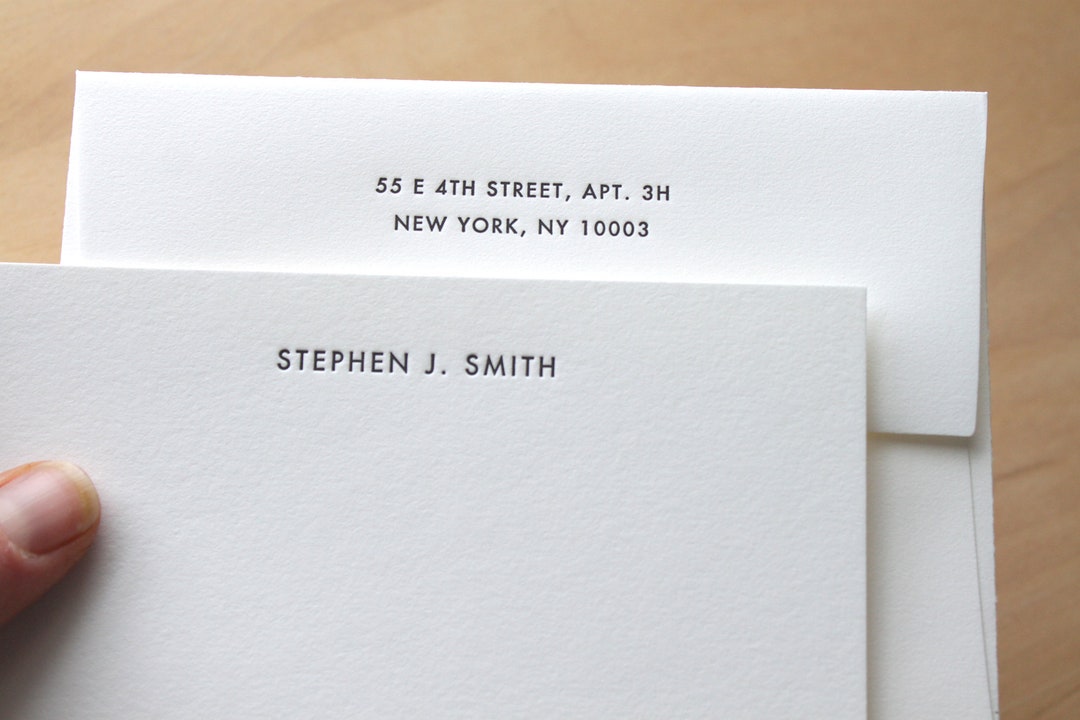 Classic Letterpress Stationery | Futura Personalized Embossed Notecard ...