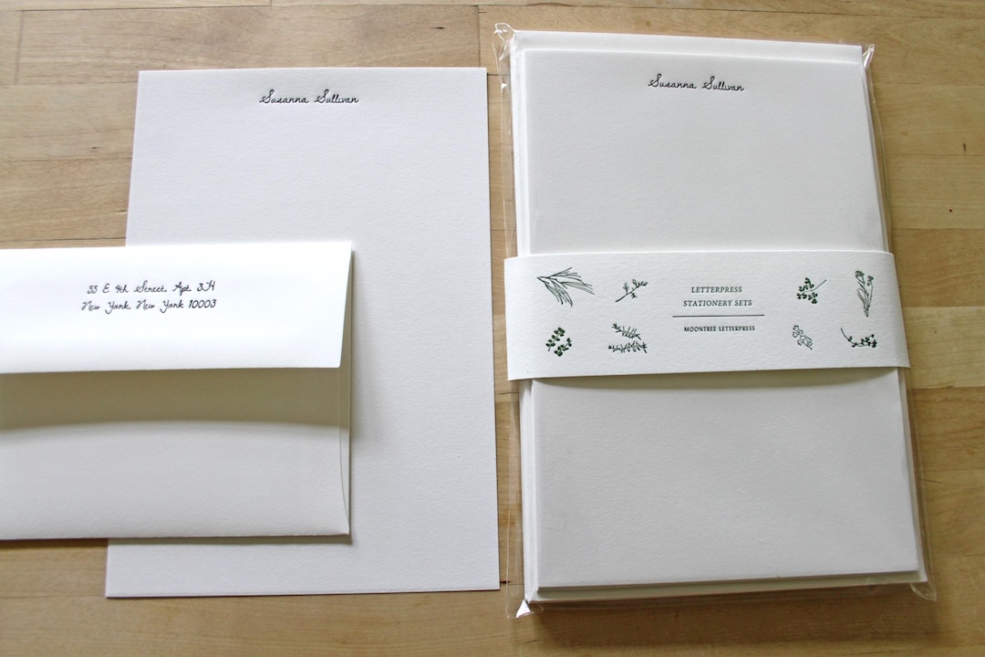Personalized Letterpress Stationery Set: Handwriting Font, Cotton Paper ...