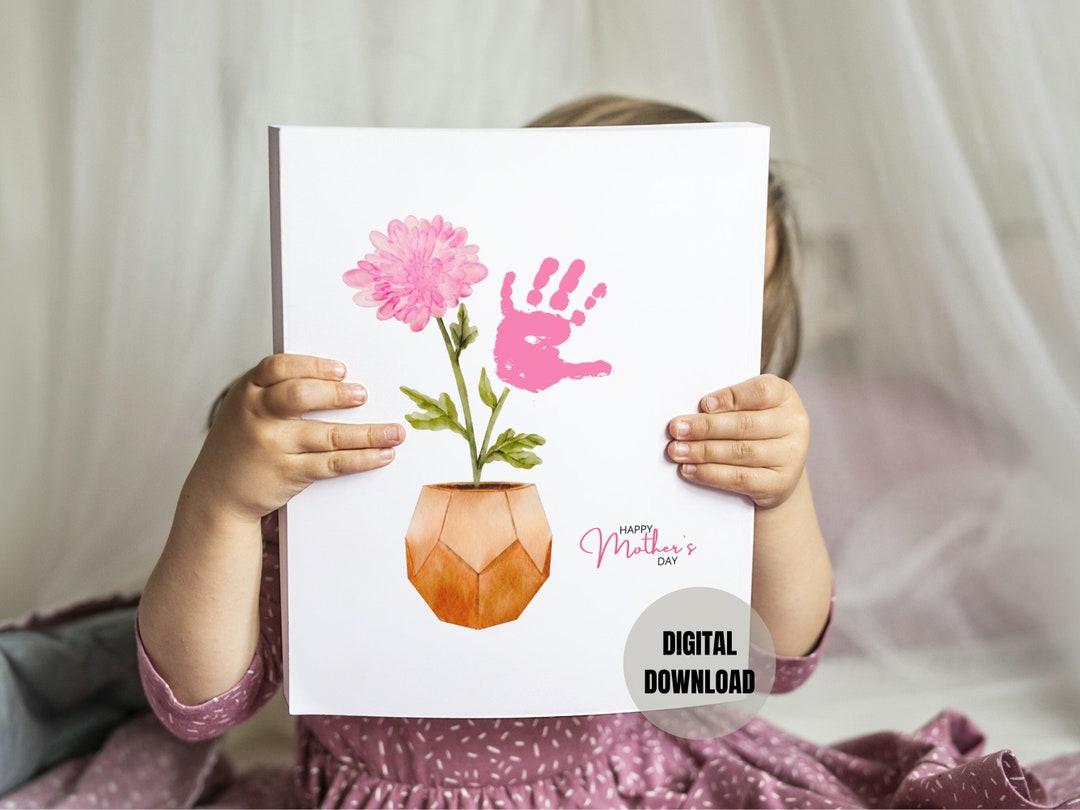 Mother’s Day Printable DIY Floral Handprint Gift Flower Craft Bouquet ...