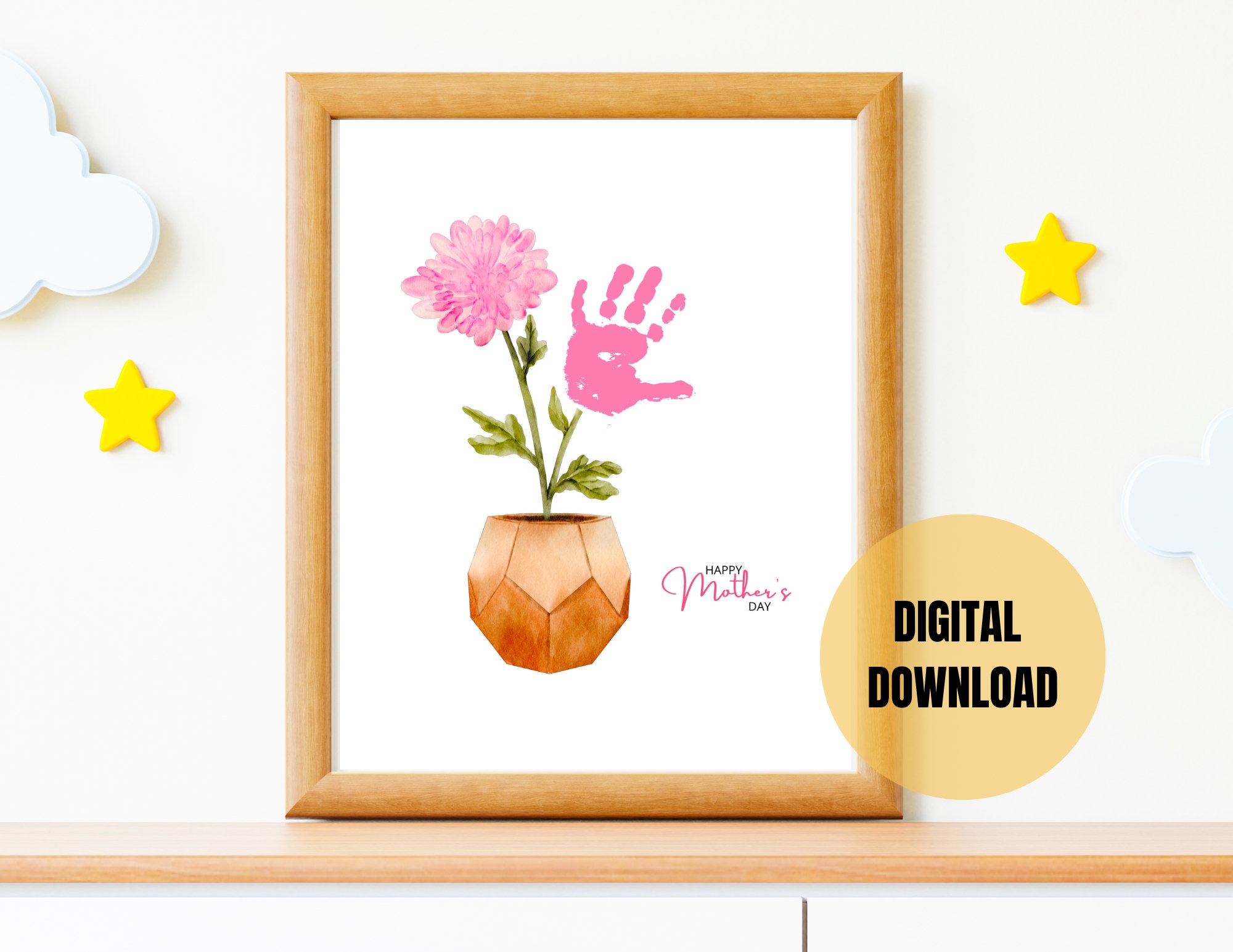 Mothers Day Printable DIY Floral Handprint Gift Flower Craft Bouquet ...