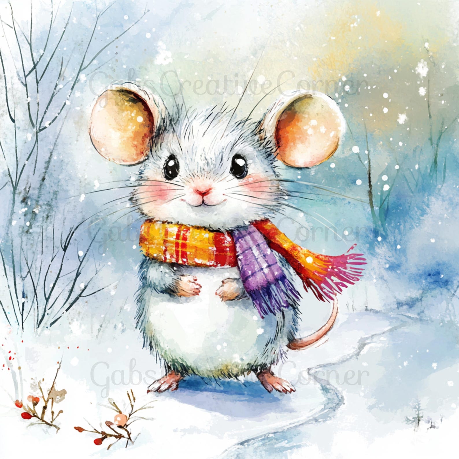 Winter Mouse Clipart Bundle, Digital Download, High Resolution JPG ...