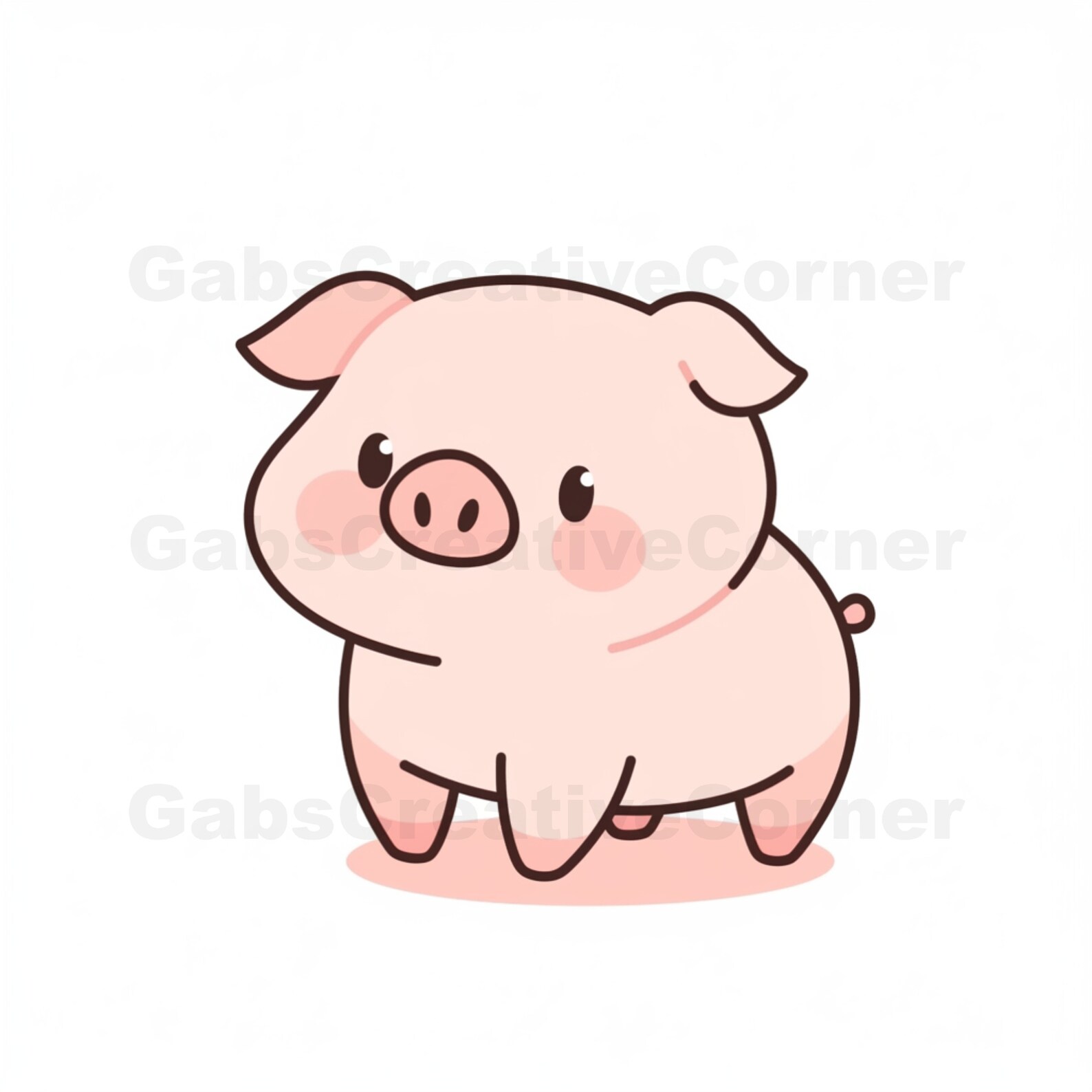 6 Cute Kawaii Farm Animal Clipart, Digital Download, High Resolution ...