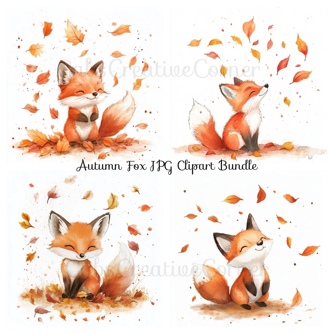 Autumn Fox Clipart Bundle, Digital Download, High Resolution JPG ...