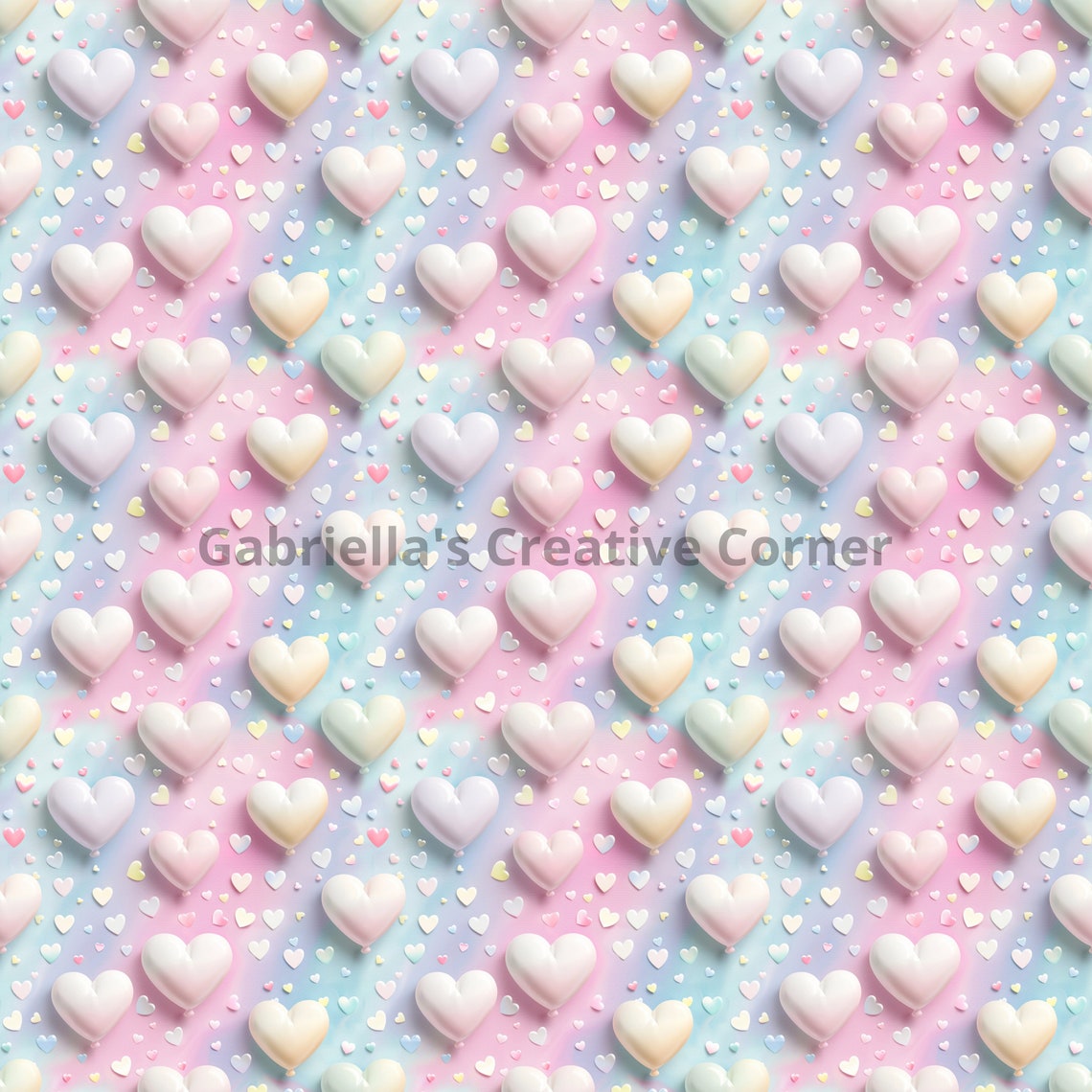 Seamless 3D Love Heart Pattern Instant Digital Download - Etsy