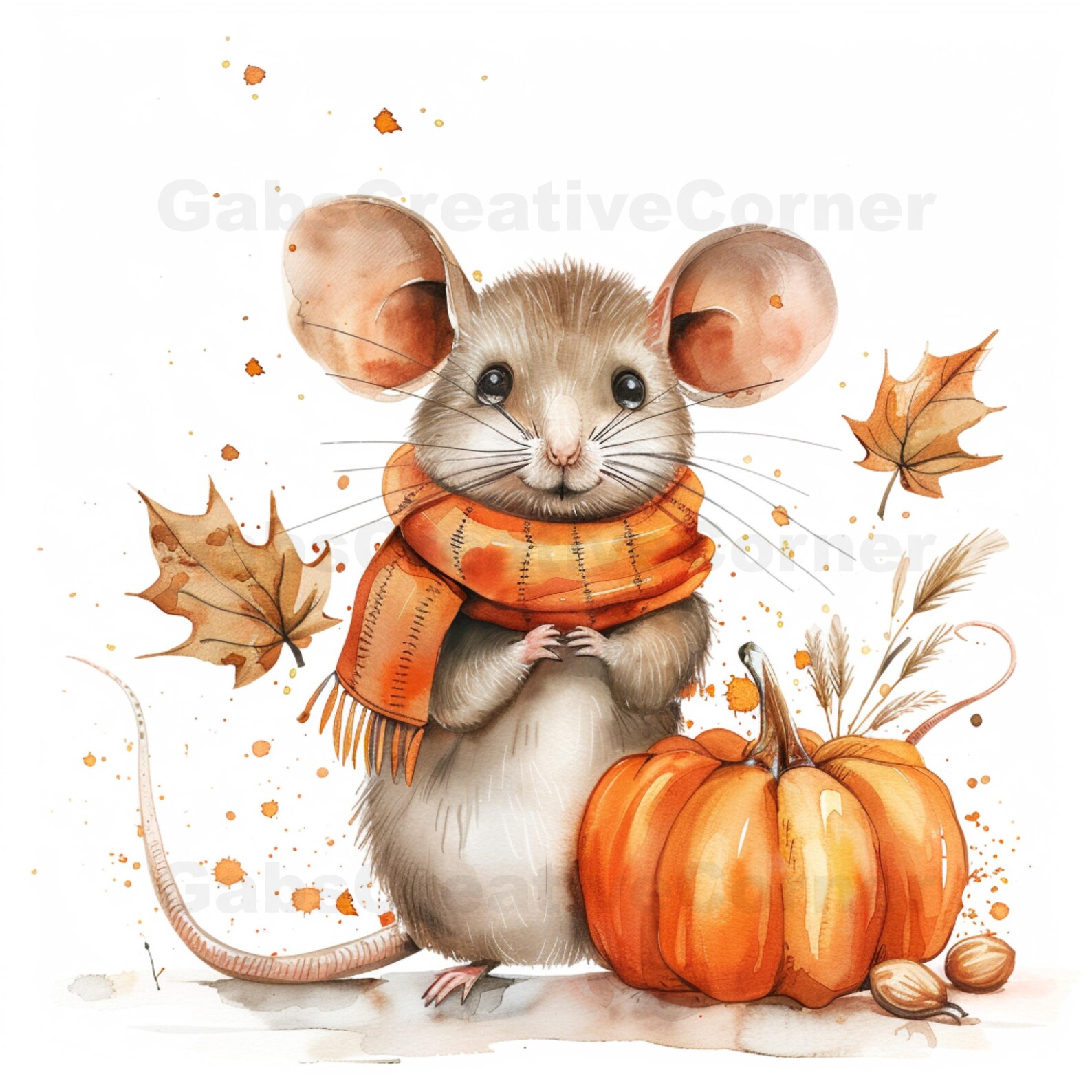 4 Autumn Mouse Clipart Bundle Digital Download, High Resolution JPG ...