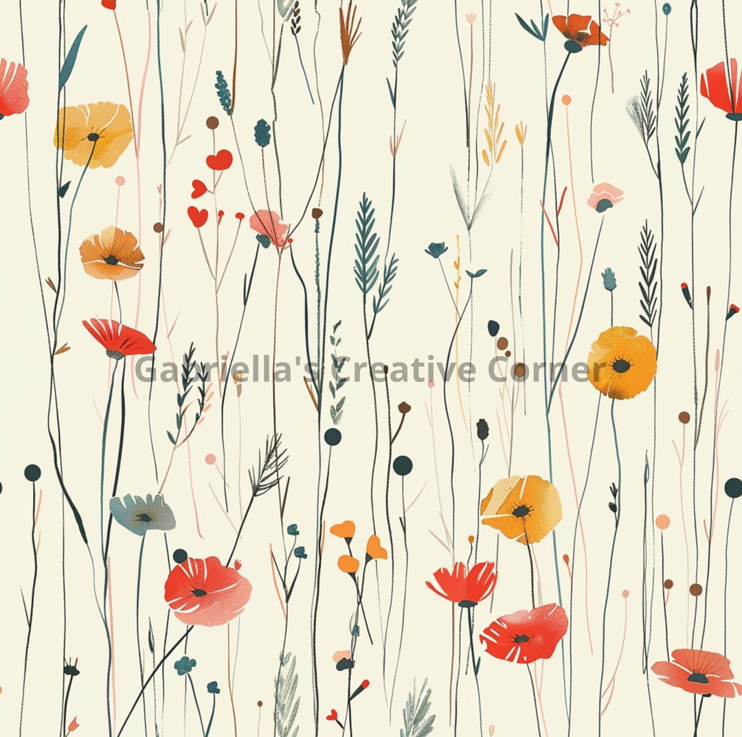 Seamless Wildflower Meadow Pattern - Instant Digital Download - Etsy