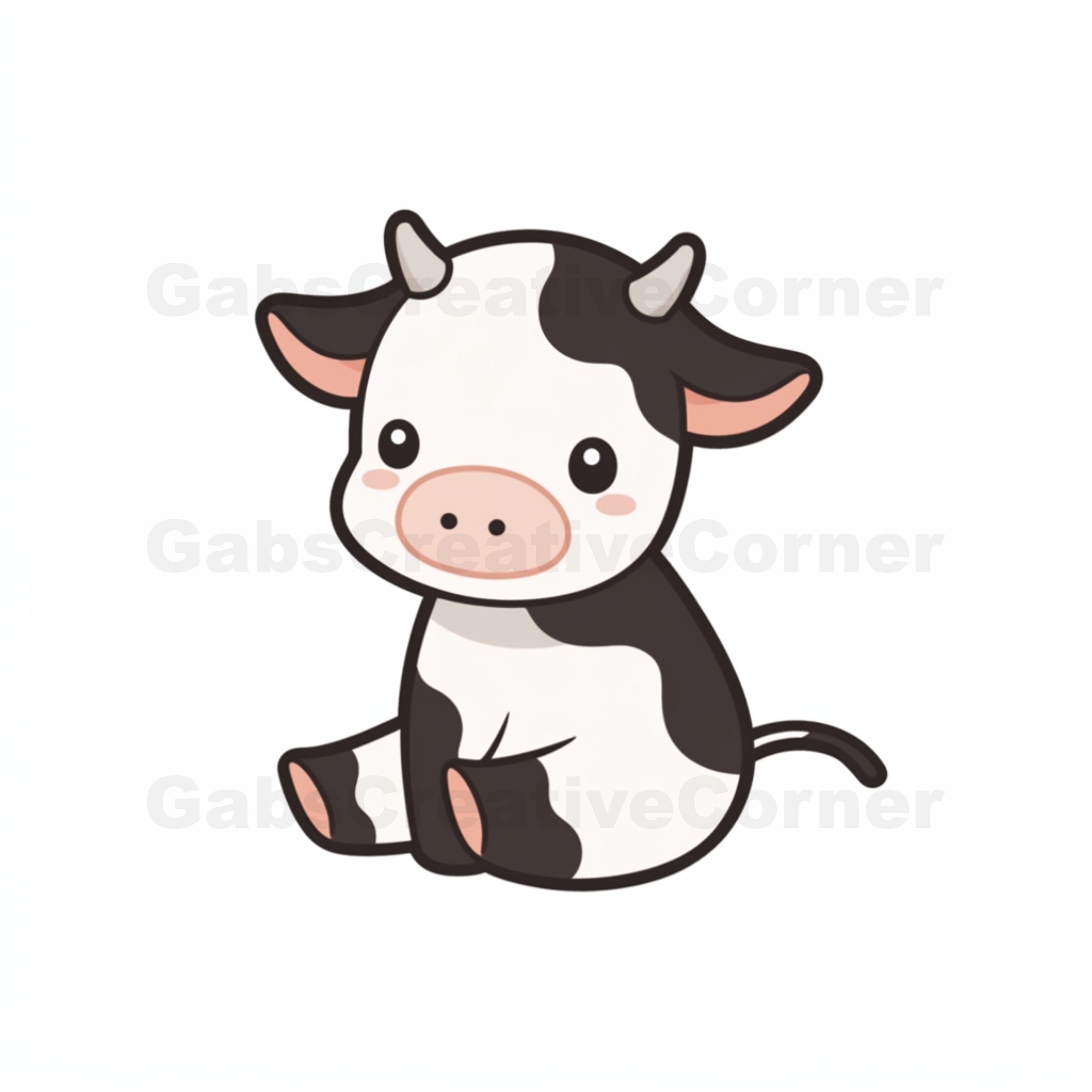 Cute Kawaii Farm Animal Clipart, Digital Download, High Resolution JPG ...