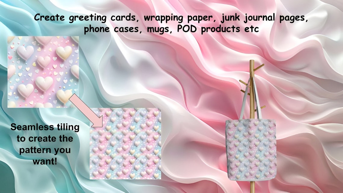 Seamless 3D Love Heart Pattern Instant Digital Download - Etsy