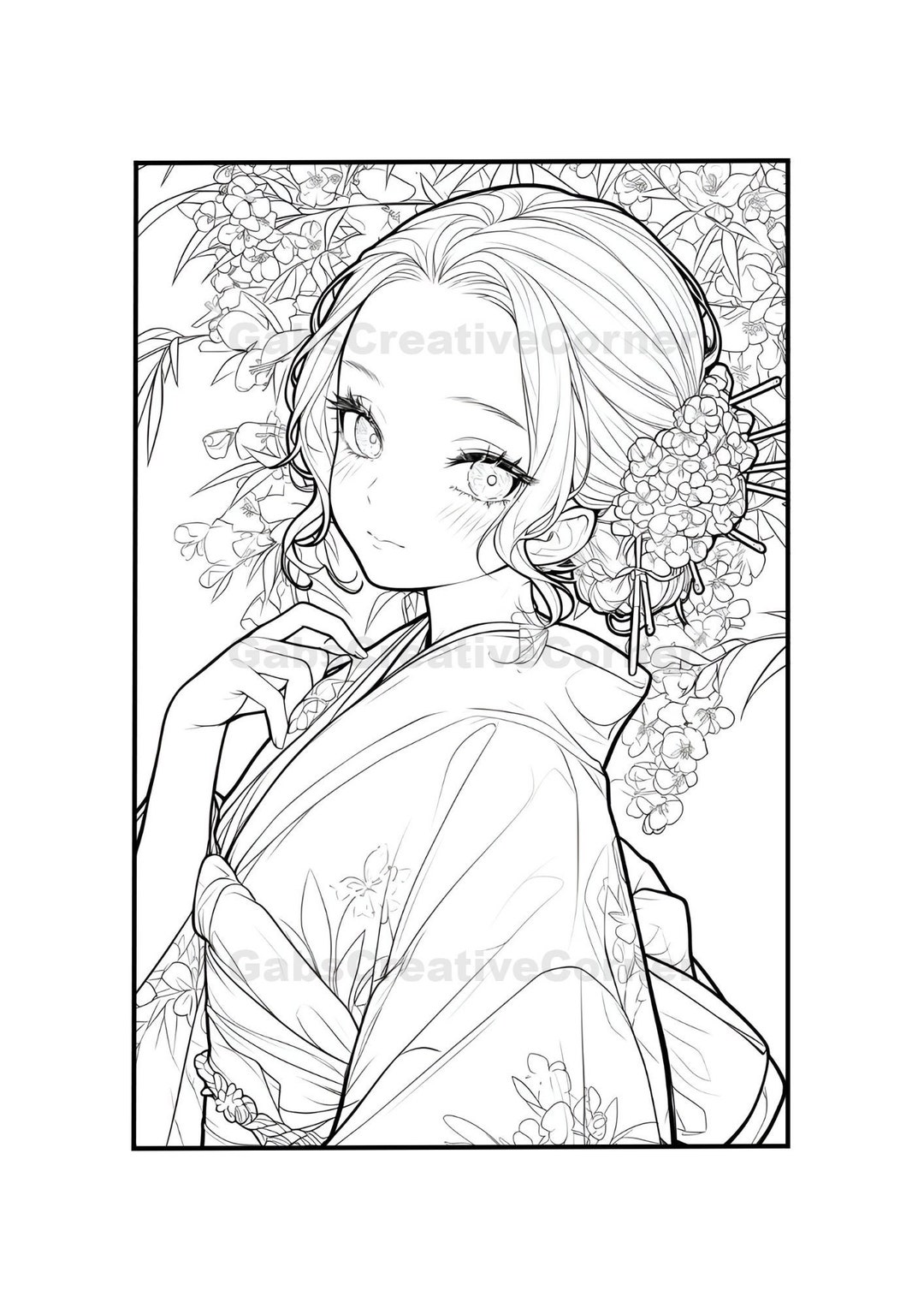 Anime Colouring Page, Enhanced PNG Image, Detailed Adult Colouring Page ...