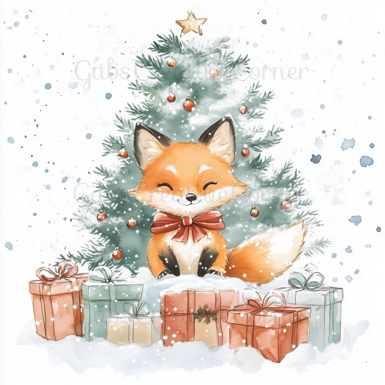Festive Fox Clipart Bundle, Digital Download, High Resolution JPG ...