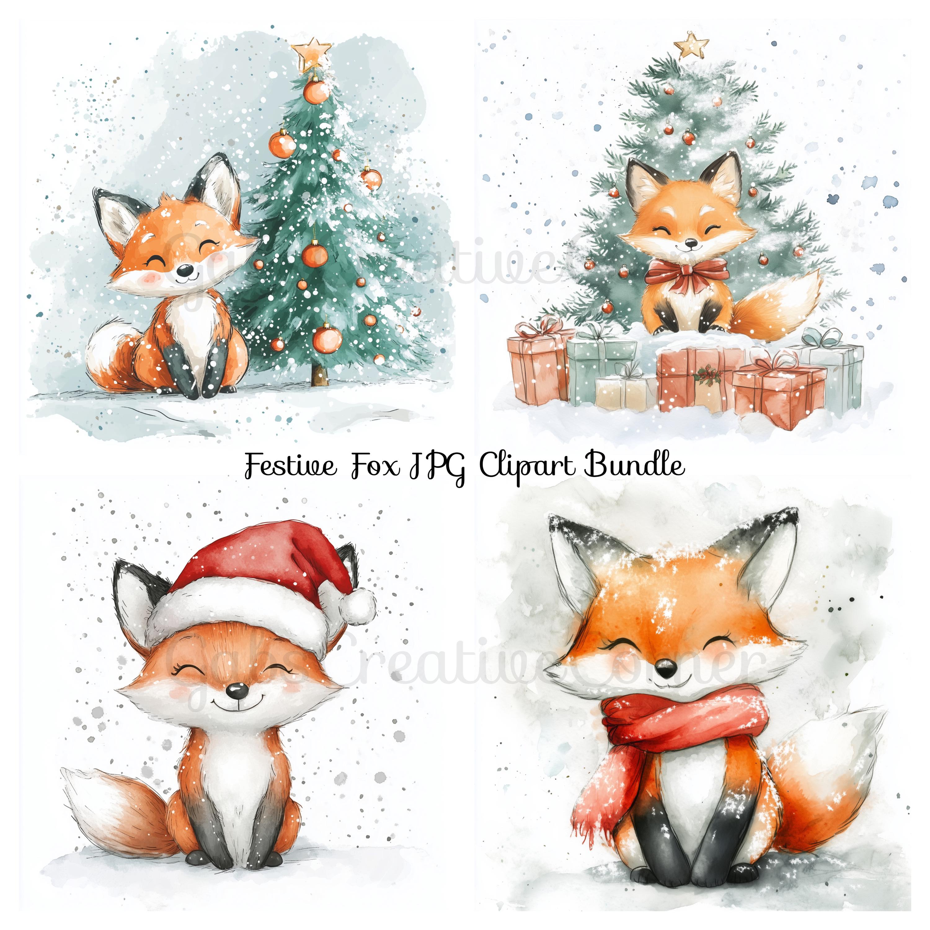 Festive Fox Clipart Bundle, Digital Download, High Resolution JPG ...