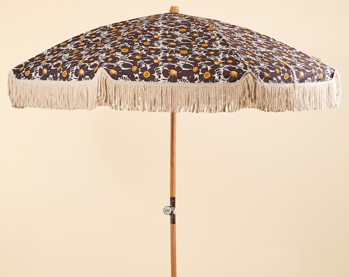 1960's Vintage Small Umbrella Floral Retro Extendable Orange Yellow ...