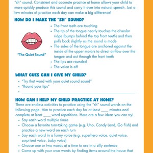 Medial “sh” Sound Home Practice Sheets, Speech Therapy, Articulation ...