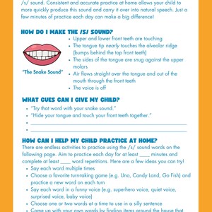 Medial /s/ Sound Home Practice Sheets Speech Therapy, Articulation ...
