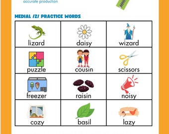 Final /z/ Sound Home Practice Sheets, Speech Therapy, Articulation ...
