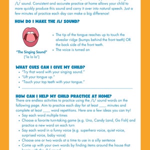 Final /L/ Sound Home Practice Sheets, Speech Therapy, Articulation ...