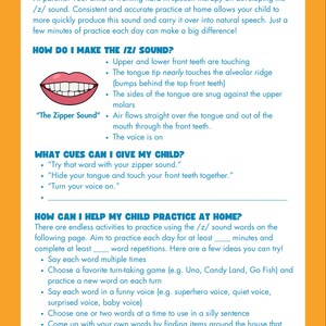 Final /z/ Sound Home Practice Sheets, Speech Therapy, Articulation ...