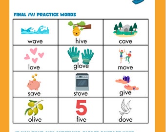 Medial /v/ Sound Home Practice Sheets, Speech Therapy, Articulation ...
