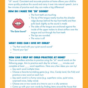 Initial “sh” Sound Home Practice Sheets, Speech Therapy, Articulation ...