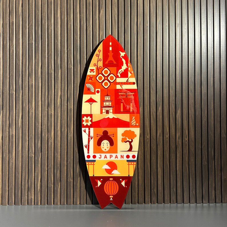 Surfboard Wall Art Japan Made to Order Surfer Gift Surfboard Wall Decor ...