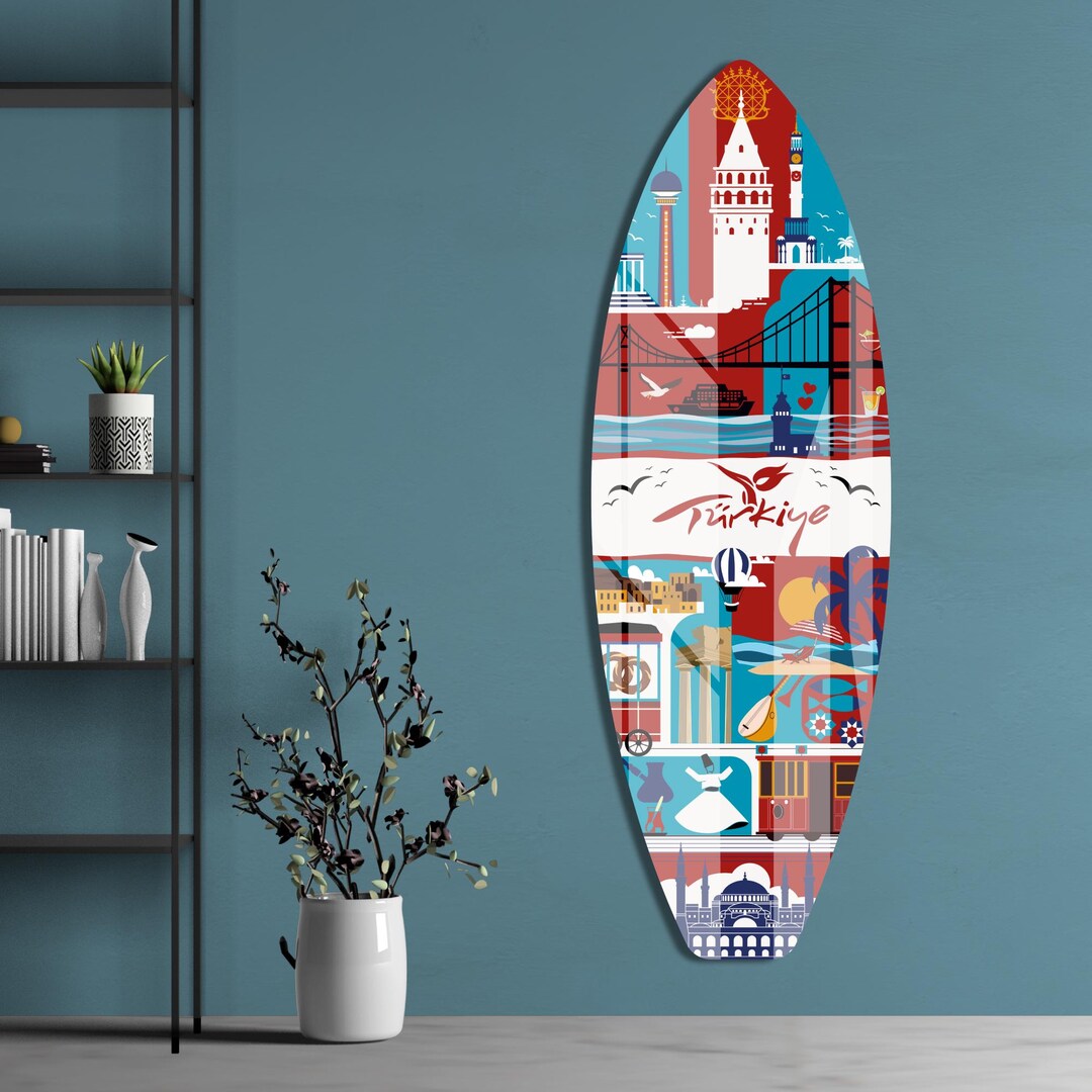 TURKIYE Wall Decor Surfboard Special Gift Acrylic Plexiglass Durable ...