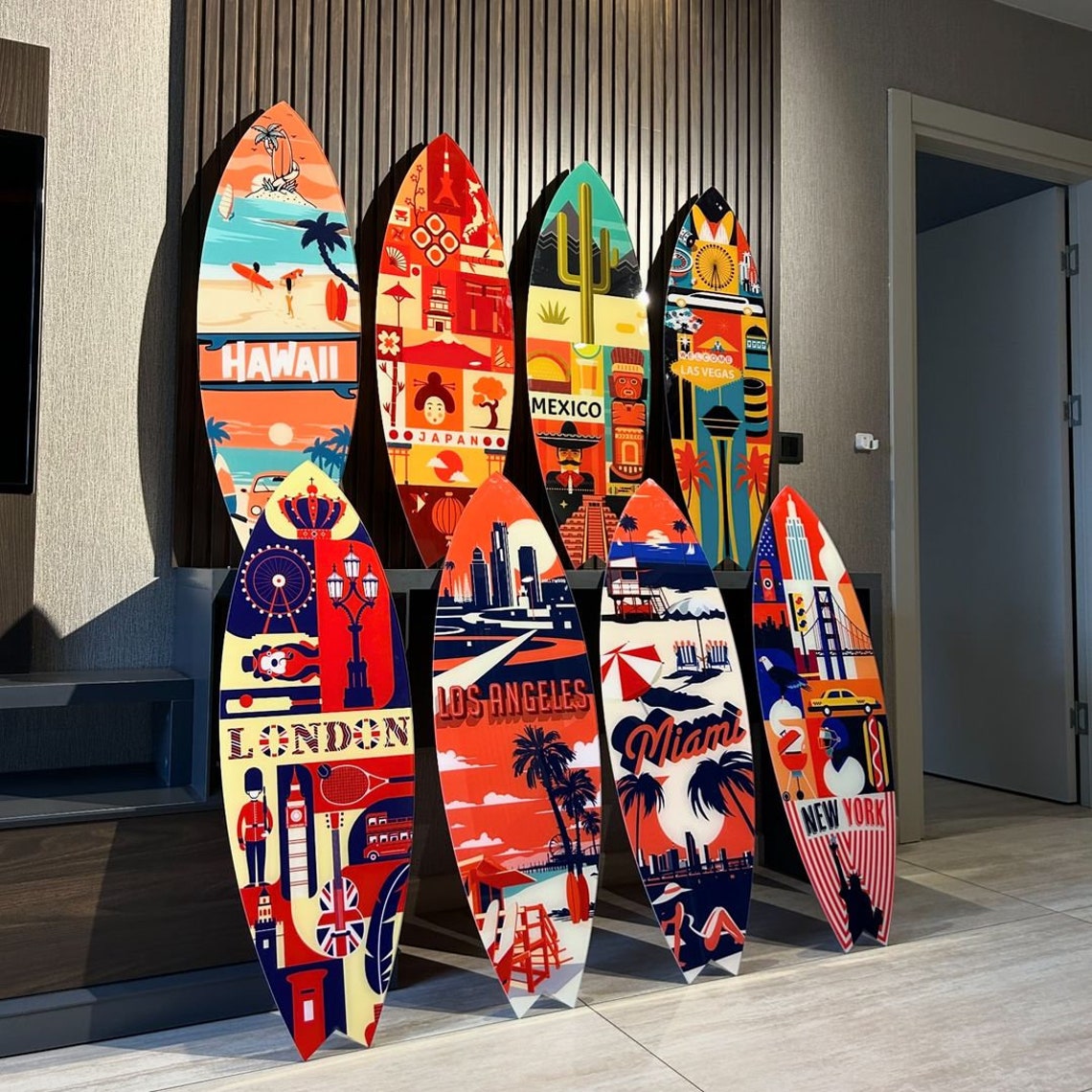 Surfboard Wall Art Japan Made to Order Surfer Gift Surfboard Wall Decor ...