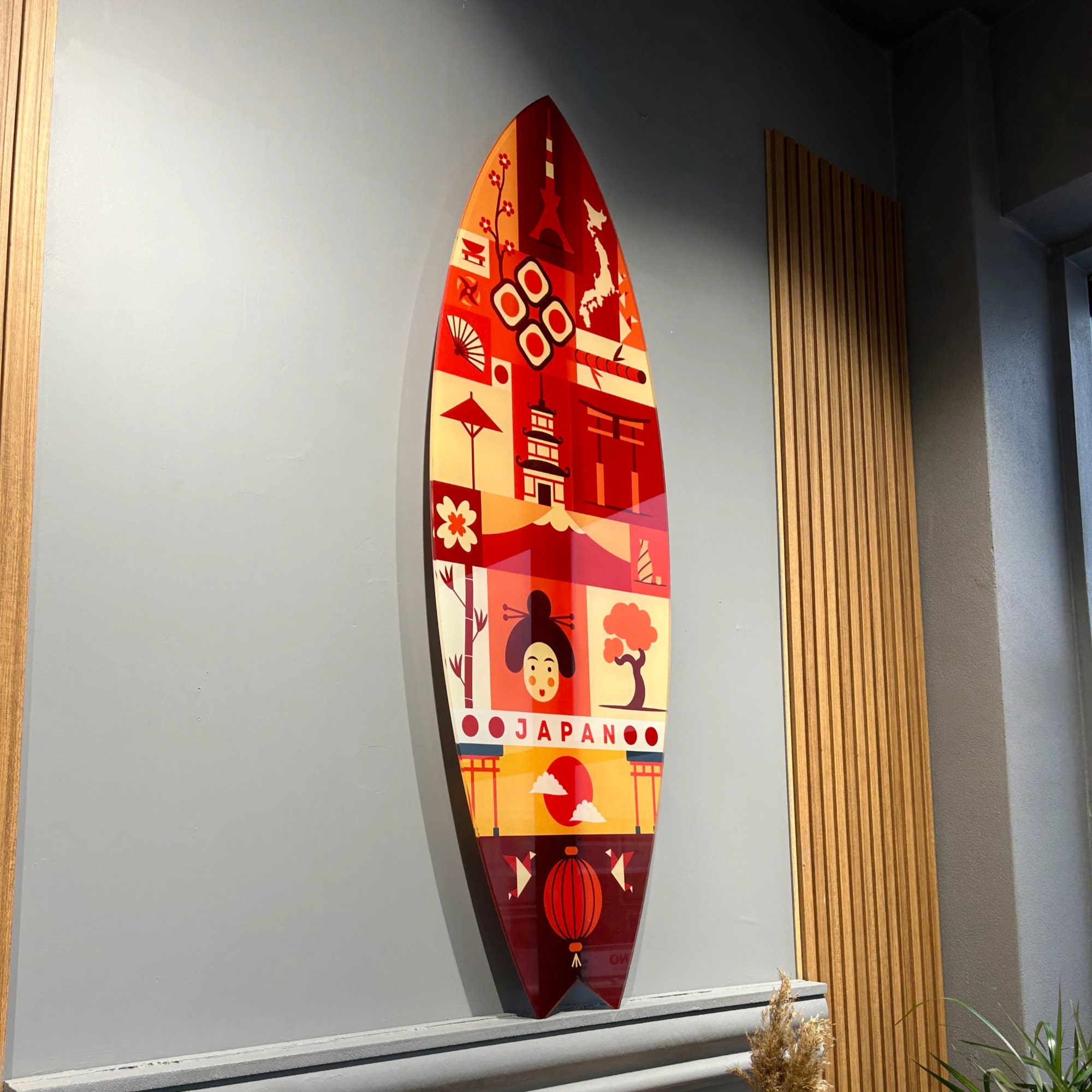 Surfboard Wall Art Japan Made to Order Surfer Gift Surfboard Wall Decor ...