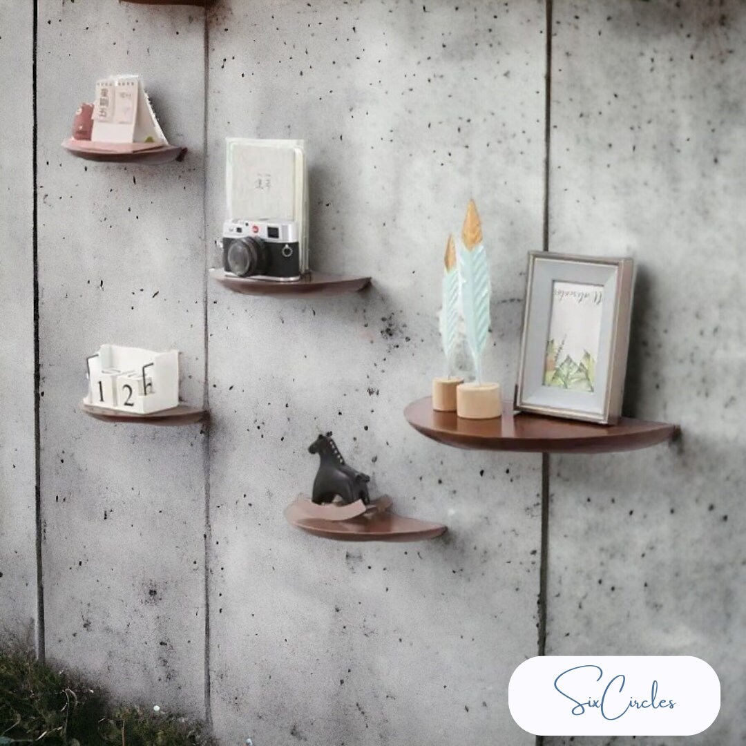 Wood Floating Wedge Wall Shelf, Wall Mounted Hanging Shelf, Book Shelf ...