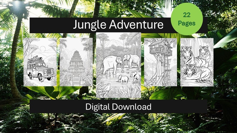 22 Jungle Adventure Coloring Pages - Etsy