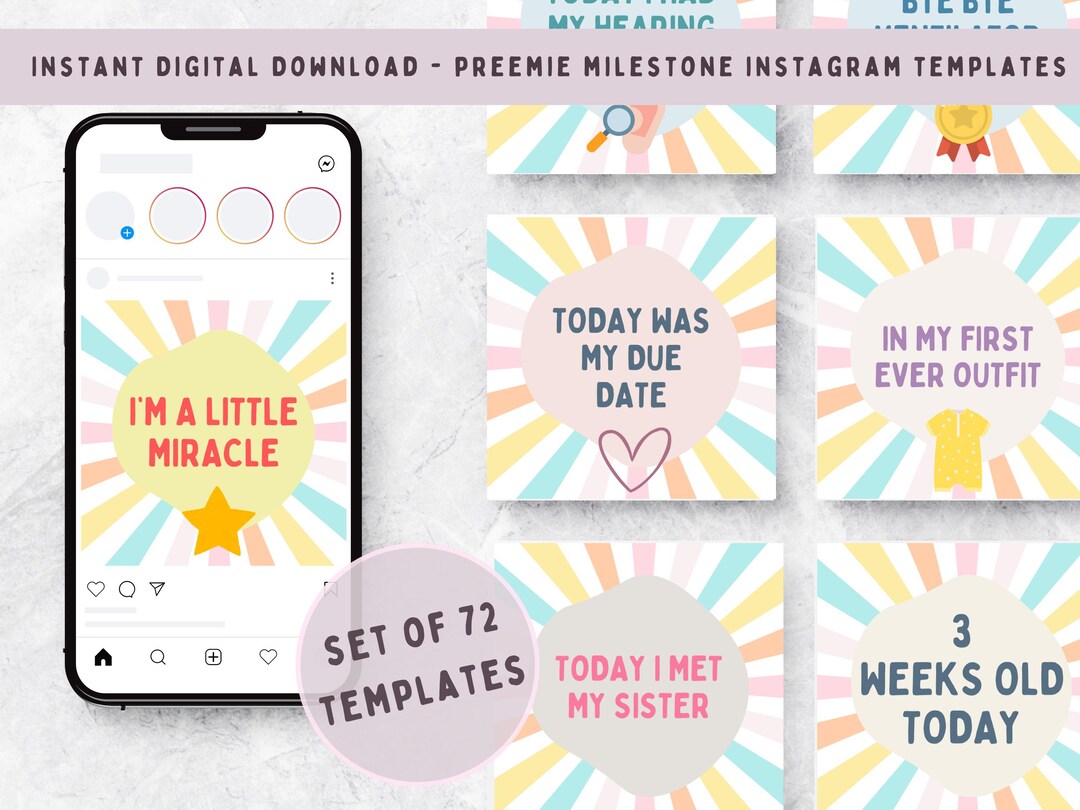 Premature Baby Milestone Template, Preemie, NICU, Baby Milestone ...