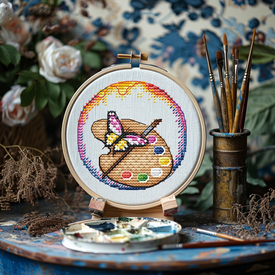 A Palette of Colors Cross Stitch Pattern, Butterfly, Beautiful Xstitch ...