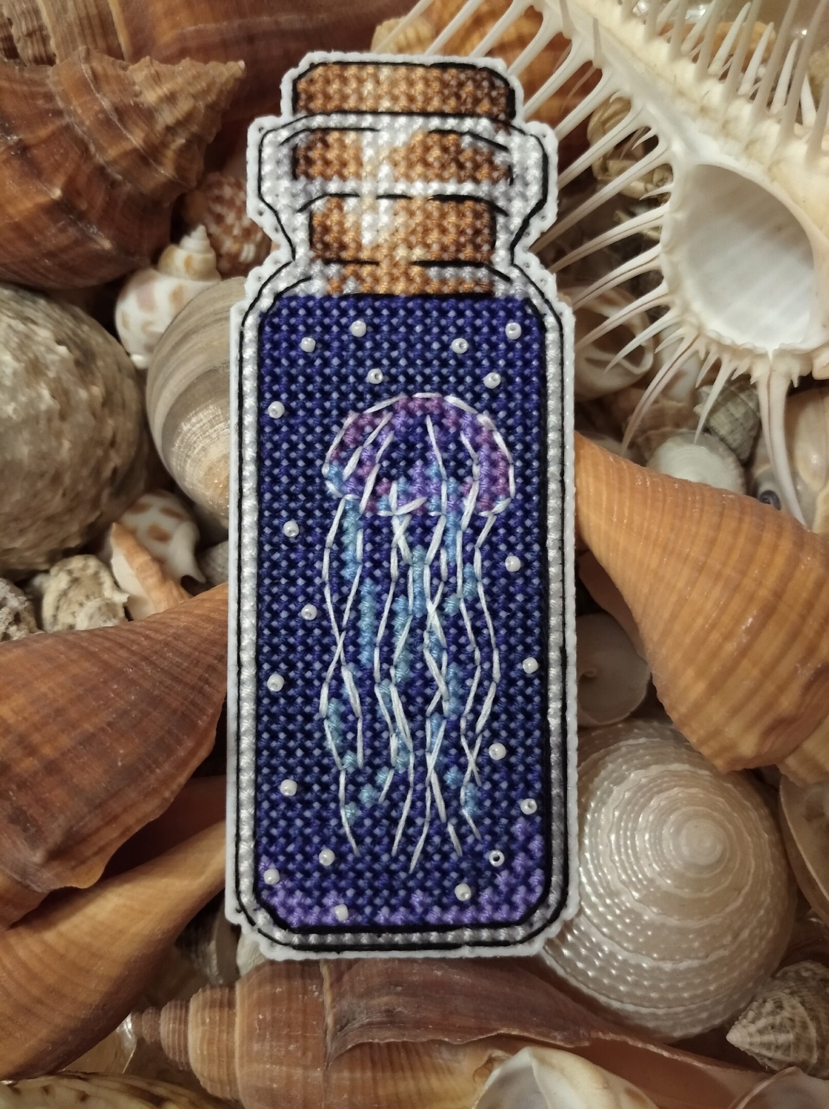 Medusa Cross Stitch Pattern Marine Jellyfish in a Bottle Modern Cross ...
