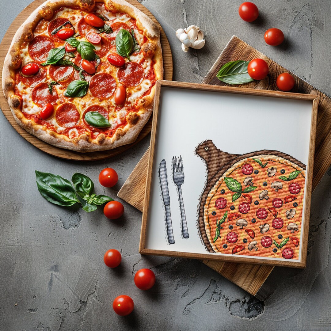 Pizza Italiana Cross Stitch Pattern, Food Delicious Interesting ...