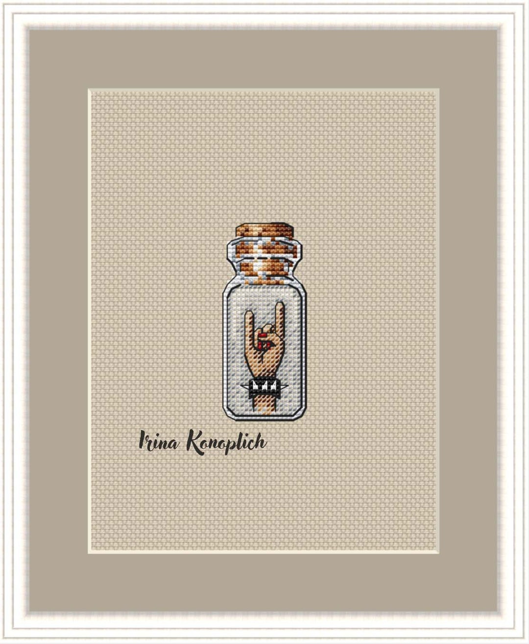 Fingering Rock Cross Stitch Pattern Rocker Gesture in a Bottle Rock N ...